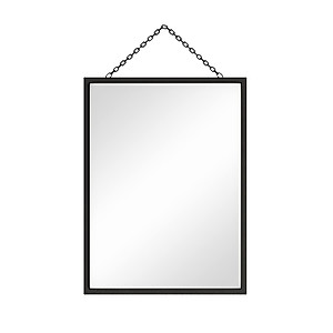 SANY DAYO HOME 12 x 16 inches Real Glass Black Rectangular Mirror with Chain, Metal Framed Small Wall Hanging Rectangle Bathroom Mirror for Home, Door, Nursery Modern Farmhouse Decor