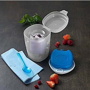 Snips Porta Yogurt | Contenitore Refrigerato Con Cucchiaino | Lunch Box | Contenitori per Cibi | 0,5 LT | Colore Azzurro | Coperchio con Chiusura di Sicurezza | Made In Italy | Bpa Free