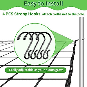 Trellis Netting, Scrog Net with 4 Hooks, 4x4 Trellis Net for Grow Tent, Heavy-Duty Plant Net for Cucumber Gardening and Horticulture, Grow Tent Accessories(1 Pack)