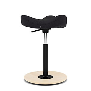 Varier Move Tilting Saddle Stool (Black Revive Fabric with Natural Ash Base)