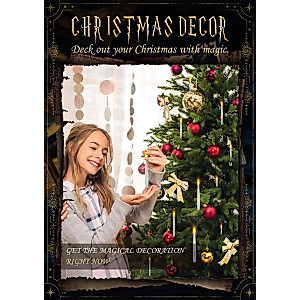 Christmas Tree Candles, 20 PCs Floating Candles with Wand Magic Hanging Candles Flameless Floating LED Candle Battery Operated Flickering Warm Light Candles for Birthday Theme Party Xmas Wedding Decor