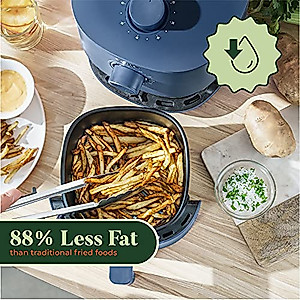 BELLA 2.9 Qt Manual Air Fryer Oven and 5-in-1 Multicooker with Removable Nonstick and Dishwasher Safe Crisping Tray and Basket, 1400 Watt Heating System, Matte Blue