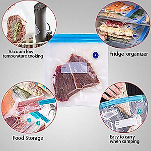 Sous Vide Bags 22pack Reusable Vacuum Food Storage Bags, with 3 Sizes Vacuum Food Bags,1 Hand Pump, 4 Sealing Clips for Food Storage and Sous Vide Cooking