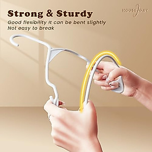 HOUSE DAY White Plastic Hangers 50 Pack, Plastic Clothes Hangers Space Saving, Sturdy Clothing Notched Hangers, Heavy Duty Coat Hangers for Closet, Laundry Hangers for Adult Coat, Suit, Shirt, Dress