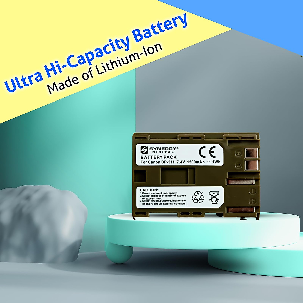 Synergy Digital Camera Battery, Compatible with Canon EOS 40D Digital Camera, (li-ion, 7.4V, 1500mAh) Ultra High Capacity, Replacement for Canon BP-511 Battery