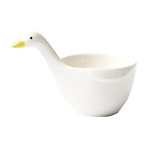 WAIT FLY 4pcs Cute Duck Shape Ceramic Dessert Bowls/Seasoning Dishes/Dipping Bowls/Ketchup Saucer/Tea Bag Holders for Salad Pudding Yogurt Best for Home Kitchen