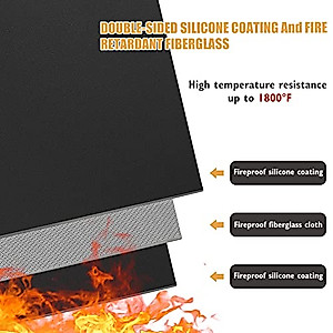 Fireproof Fireplace Mat,47×24Inch Half Round Fireplace Mat Fire Resistant Mat 3-Layer Fiberglass Fireproof Mat Fireplace Rug Hearth Pad with Flame-Retardant Fiberglass for Wood Stove