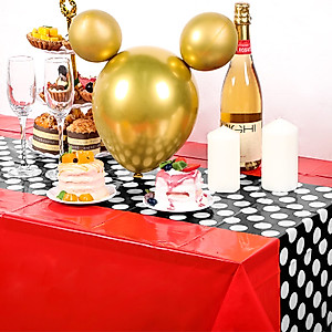 Irenare 3 Pcs Mouse Birthday Party Supplies Christmas Tablecloth Mouse Theme Baby Shower Decorations Plastic Table Cover Polka Dot Tablecloth Lady Bug Party Decorations, 54 x 108 Inch(Red)
