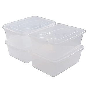 Hespama 14 Qt Plastic Storage Bins, 4 Pack, Latch Storage Box with Lid