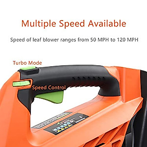 Battery Powered Blower - 58V 120 MPH 550 CFM Cordless Leaf Blower w/ 2.0Ah Battery, Variable Speed Control, Blower for Clean Yard, Porch, Patio and Sidewalk (Battery & Charger Included)
