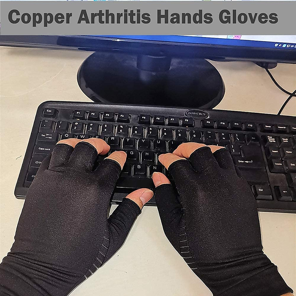 LTXB Fingerless Compression Gloves Copper Arthritis Gloves for Pain, Copper Gloves Compression Gloves for Carpal Tunnel Swelling Arthritis Pain Relief Gloves for Men and Women (M)