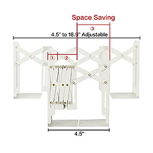 Deli Adjustable Bookend, Desk Magazine File Organizer Holder, Metal Book Ends for Heavy Books, Shelf, Office, Extends up to 19 inches, Creamy White