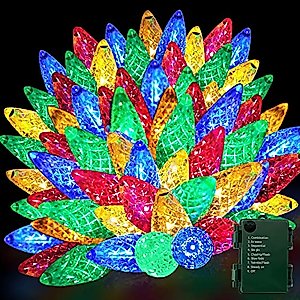 ZOFUNNY C6 Christmas String Lights Decorations, 50 LED 16.4ft Battery Operated Fairy Lights with Timer 8 Modes, Indoor Outdoor Waterproof Lights for Home Patio Garden Party Xmas Tree Decor, Multicolor