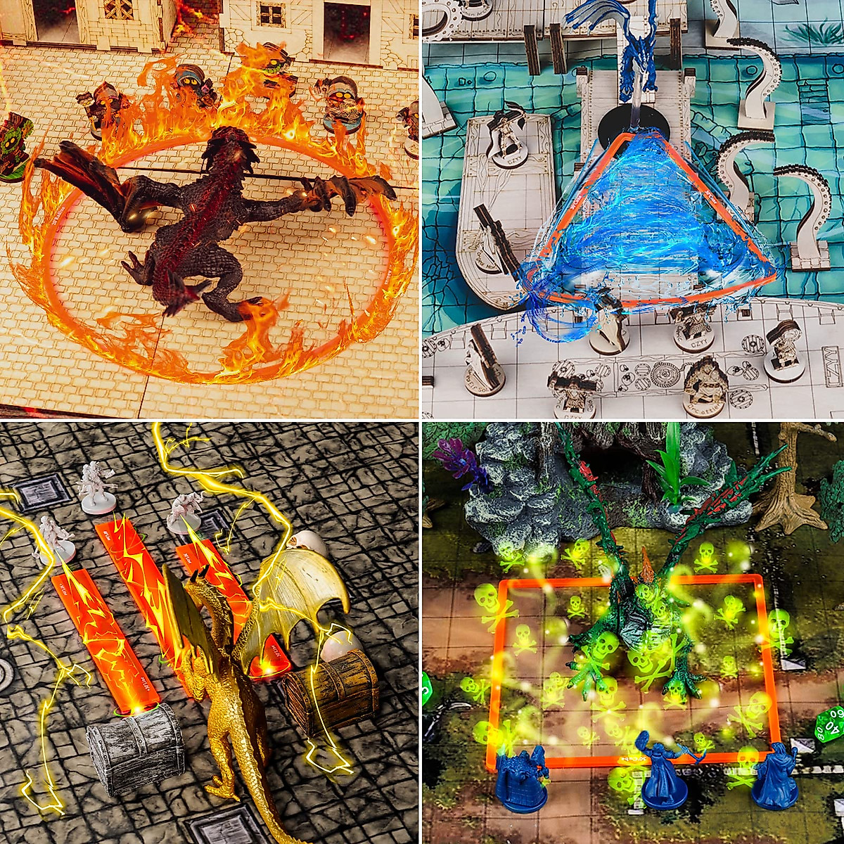 Area of Effect Spell Templates Set of 15 (Included Cube, Cone, Circle, and Line) Acrylic AOE Damage Marker Tabtop RPG Gaming Accessories for Dungeons and Dragons, Pathfinder, D&D