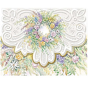 Carol Wilson Fine Arts Inc.- Wreath - Embossed & Die Cut Blank Note Cards in Portfolio Box - 10 Count - ncp2133