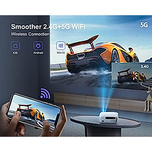 [Auto Keystone] 5G WiFi Bluetooth 5.2 Projector, WiMiUS Upgrade K7 550 ANSI Lumen Full HD 4K Projector Outdoor Projector, Zoom, 500'' Display 6D Keystone, 4D,4P Home Theater Projector (Brightest)