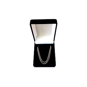 Jewelry Affairs 10k White Real Gold Round Rolo Link Chain Necklace, 2.3mm, 16"