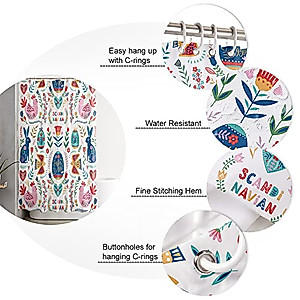 Housein 4 PCS Boho Shower Curtain Set 36 x 72 inch, Bathroom Set Accessory Toiled Set Cover and Absorbent Non Skid Floor Mat with Abstract Shower Curtain with 12 Hooks for Bathroom