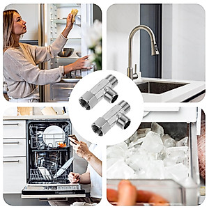2pcs Hose Fitting Tee Valve T Shape Adapter 3/8 x 1/2 Adapter T Connector Valve Splitting Water Supply T Pipe Fitting 3 Way Valve 3/8 Tee Compression for Bath Bidet Sprayer Toilet Shower Head