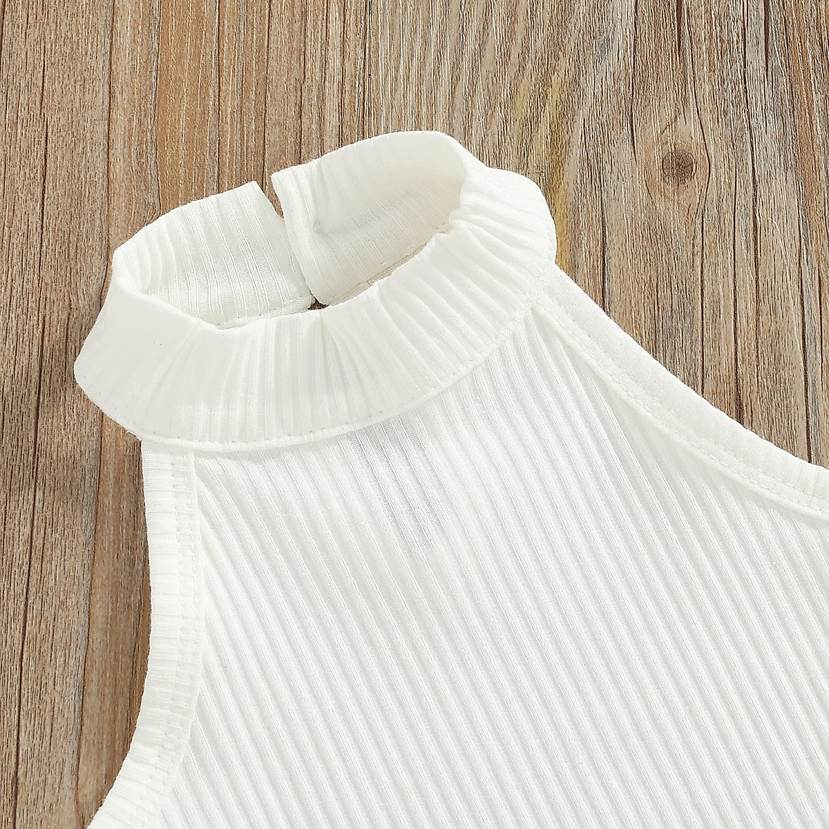 Toddler Girls Summer Outfits Sleeveless Rib Knit Halter Tops Shorts Bloomers Set Clothes (White, 3-4 Years)