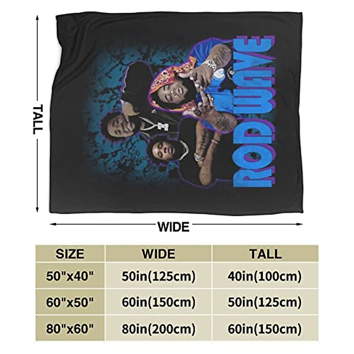 Rod Wave Blanket Soft Warm Flannel Throw Blankets for Bed Couch Sofa Bedroom Living Room All Season 50"X40"