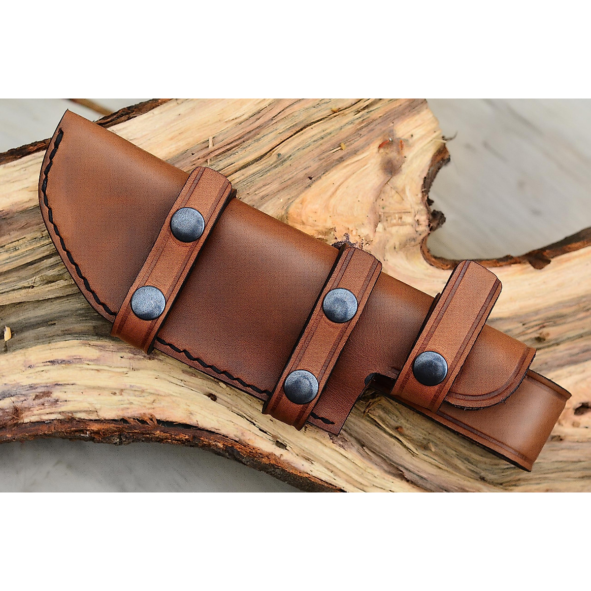 ALZAFASH Handmade Leather Knife Sheath, EDC Knife Holster, Belt Loop Knife Holder, Horizontal Knife Sheath for Belt, Knife Case for Hunting,Fixed Blade,Tracker Knives