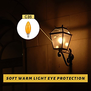 KINUR E12 Small dim Amber LED Edison Light Bulbs, Candelabra Bulb 2000K 4 watt-40 watt Light Bulbs Equivalent, Low watt Soft Warm Light Bulbs for Healthy Sleep and Baby Nursery Light 4 Pack