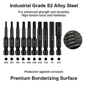 COMOWARE Allen Wrench Drill Bit Set - Hex Bits Set, Magnetic Tips, Quick Release, 10 Pieces