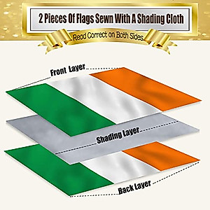 tnpun Irish Flag 3x5 Outdoor Heavy Duty Ireland Flags Double Sided Vivid Color National Country Flags 210D Nylon Cloth with 2 Brass Grommets 4 Rows of Stitches
