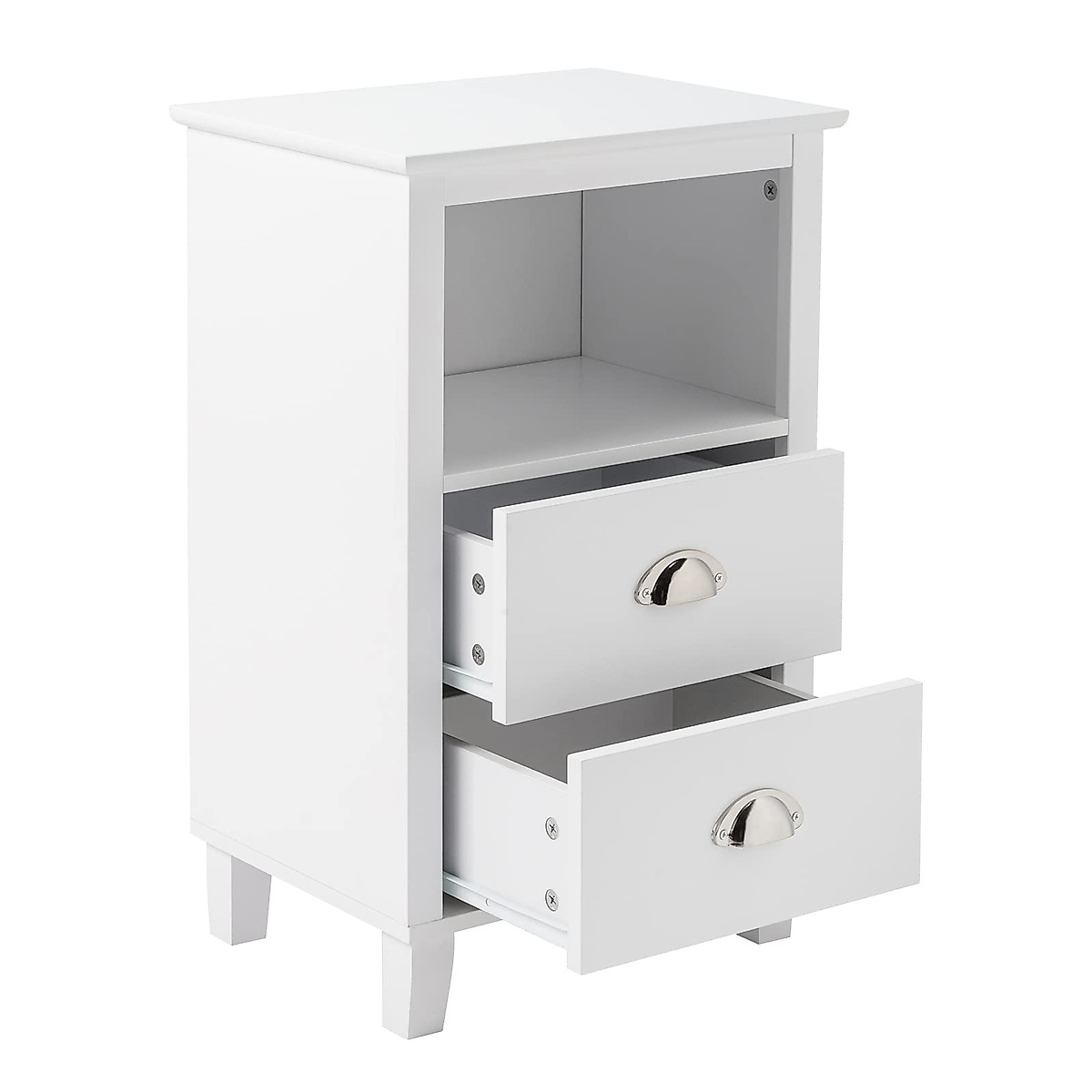 Nightstand with 2 Drawers, Side Table with Storage, End Table for Living Room, Bedroom, Sofa Side Table with Open Storage Space Wood Nightstand Design, Side Table 40x30x63CM