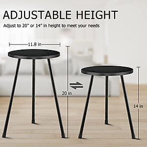 KINNARY Tall Plant Stand, Mid Century Wood Indoor Plant Stand Black Plant Table for Flower Pots, Metal Plant Holder, Modern Home Decor Small Round Side End Table (11.8"x20")