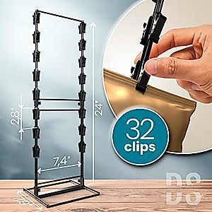 DS THE DISPLAY STORE Potato Chip Rack Display Stand with 32 Clips, 2-Row Chip Stand Display for Party, Countertop Chip Bag Holder, Black Snack Display for Counter, Snack Retail Display Rack
