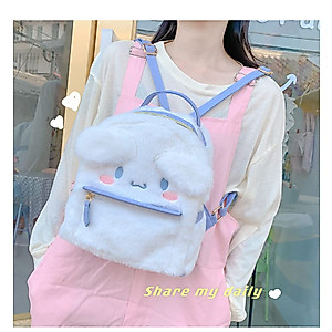 ROFOLO Cute Cartoon Bag with Plush Pendant Backpack for Women, Anime Accessories Kawaii mini Backpack