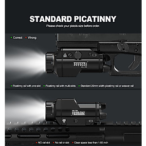 Feyachi HL-20 Pistol Light 1000 Lumen Upgrade LED Weapon Light Compact Rail Mounted Handgun Tactical Flashlight Rail Locating Keys for Picatinny