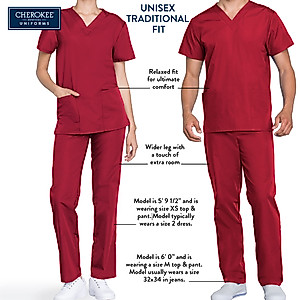 Cherokee Originals Unisex V-Neck Scrubs Shirt, Black, Medium