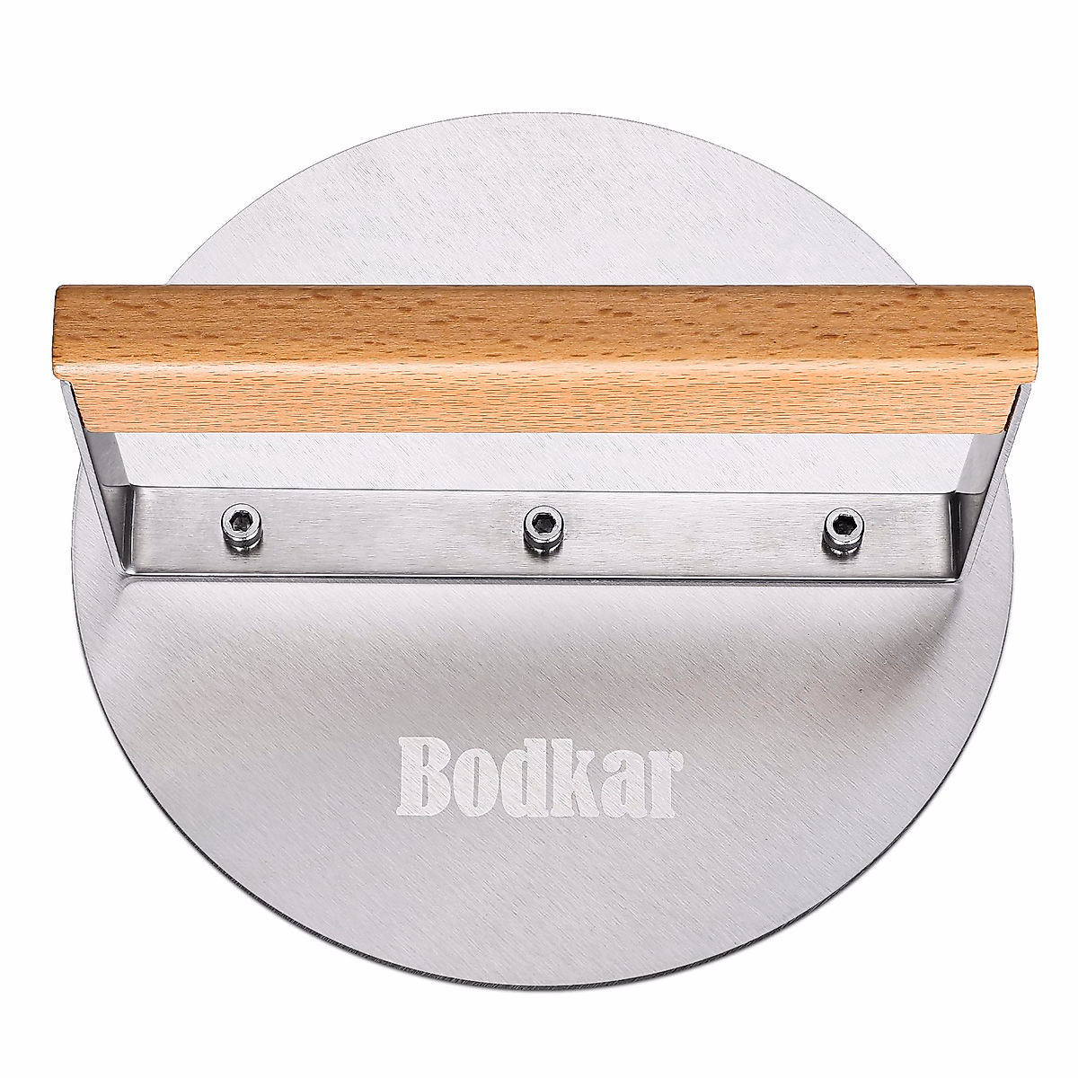 bodkar Smash Burger Press Stainless Steel 6 Inch Round Burger Smasher with Wood Handle, Grill Press Meat Flattener Tool for Flat Top Griddle Grill Cooking