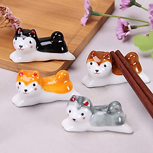 Hemoton 4pcs Ceramic Chopstick Rest Chopstick Stand Puppy Chopstick Rest Chopstick Holder Cute Chopsticks Japan Store Pillow Decorative Chopstick Accessory Ceramics Desktop Cutlery Rack