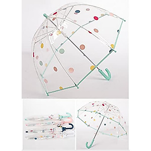 ThreeH Kids Dots Bubble Umbrella with Easy Grip Handle 8 Shatterproof Fiber Ribs 28 Inch Extended Canopy Great Birthday Party Christmas,Green
