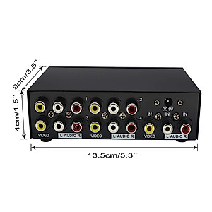 RCA Splitter with 4-Way Audio Video RCA Switch Box + RCA Cable, 4 Way Port Splitter RCA Audio Video AV Switch Box Game Selector (4 in 1 Out- B)