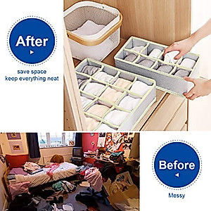LadyRosian 12 Pack Foldable Drawer Organizers, Storage Boxes, Closet Dresser Drawer Organizer Dividers Fabric Containers Basket Bins for Underwear Bras Panties Ties Socks Baby Cloth (Grey)