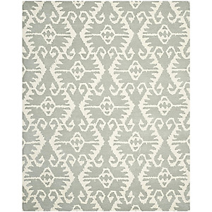 SAFAVIEH Wyndham Collection Area Rug - 8' x 10', Grey & Ivory, Handmade Modern Wool, Ideal for High Traffic Areas in Living Room, Bedroom (WYD323G)