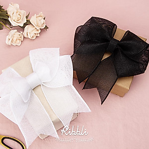 Ribbli White Burlap Wired Ribbon,2-1/2 Inch x 10 Yard, Wired Edge Ribbon for Big Bow,Wreath,Tree Decoration,Outdoor Decoration