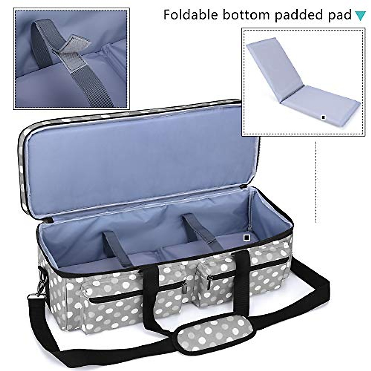 LUXJA Double-Layer Bag Compatible with Cricut Explore Air (Air2) and Maker, Carrying Bag Compatible with Cricut Die-Cut Machine and Supplies (Bag Only, Patent Design), Gray Dots