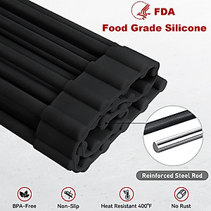 MERRYBOX Roll Up Dish Drying Rack Silicone Wrapped Over The Sink Dish Drying Rack Multipurpose Foldable Sink Drying Mat Anti-Slip & Anti-Rust Dish Rack for Kitchen, 17.5" x 13", Black