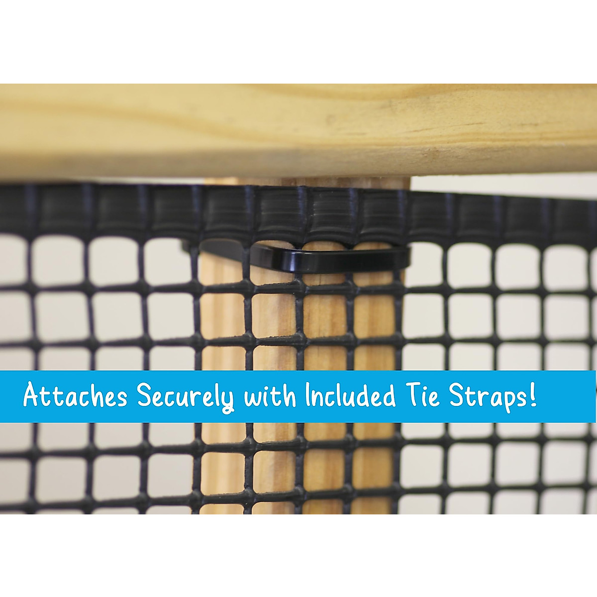 Kidkusion Heavy Duty Deck Guard, Black - 16' L x 3' H | Made in USA; Indoor/Outdoor Balcony and Stairway Deck Rail Safety Net; Child Safety; Pet Safety; Toy Safety