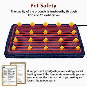 GASUR Heated Cat Bed, Waterproof Electric Pet Heating Pad for Dogs Cats with Timer, Dog Cat Bed for Winter with Temperature Adjustable,Auto Power-Off,Anti-bite Heated Pet Bed Indoor for Whelping Box
