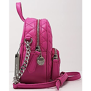GUESS Factory Women's Evan Pink Quilted Mini Backpack Style Crossbody Handbag Purse