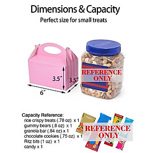 P6PK12 Happyhiram Party Favor Boxes Pink Striped 12 Pcs for Girls, Treat Boxes with Handles 6" Gable Boxes Candy Boxes Party Favor Paper Gift Boxes for Kids Birthday Candy Baby Shower Bridal Shower