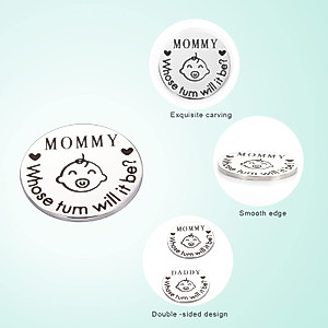 Funny New Parent Decision Coin, New Parents Gift for Couples New Mom and Dad Gifts First Time Fun Baby Pocket Hug Token Double-Sided Flip Coin for Women Men Decision Making Pregnancy (1pc)