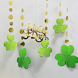 ABOOFAN Patricks Day Shamrock Decorations: 12pcs Lucky Irish Clover Steamers Four Leaf Shamrock Backdrop Banner Hanging Irish Birthday Wedding Baby Shower